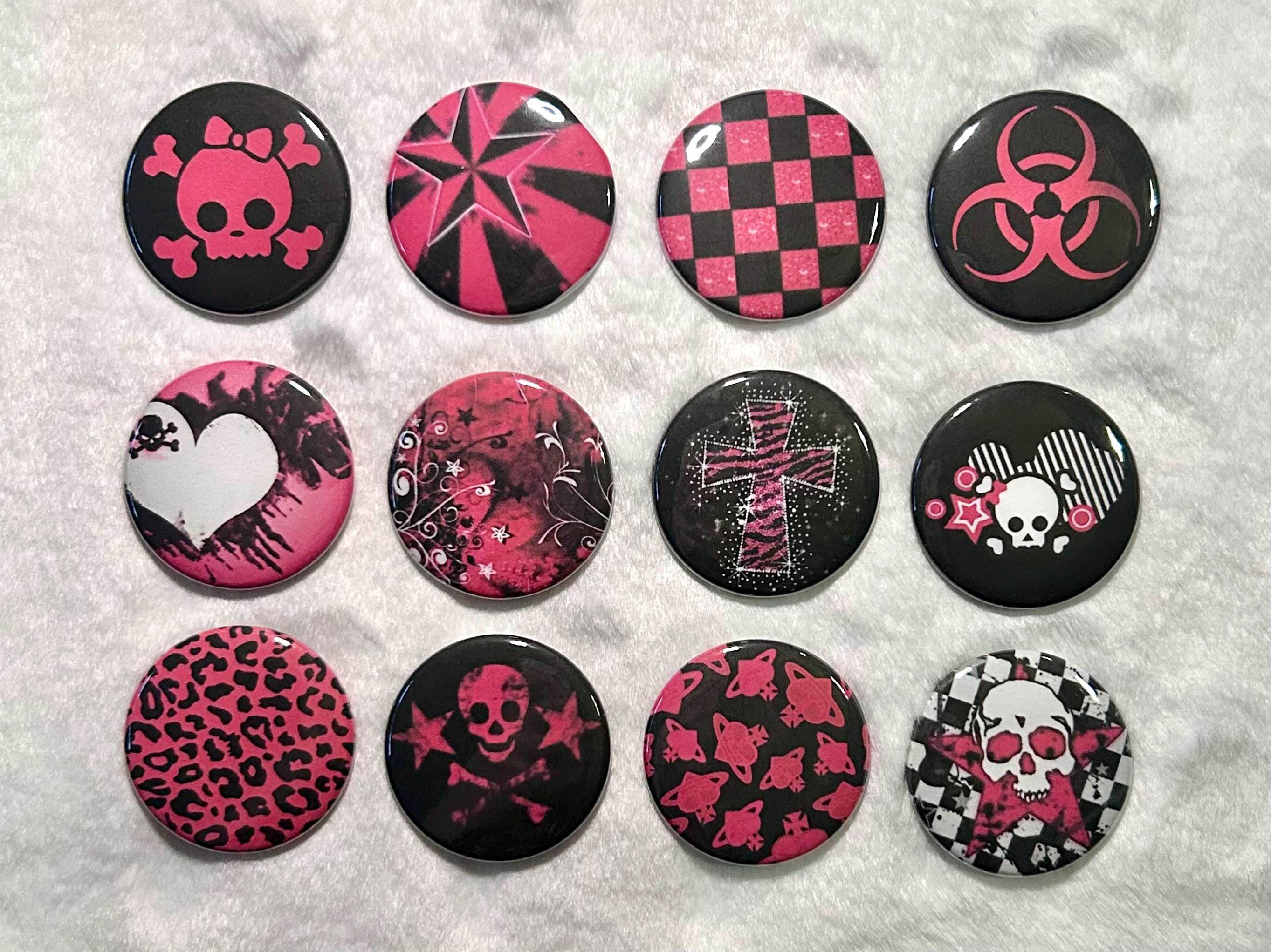 Pink Emo Scene Mall Goth Y2K 1.5" Pinback Buttons - Etsy