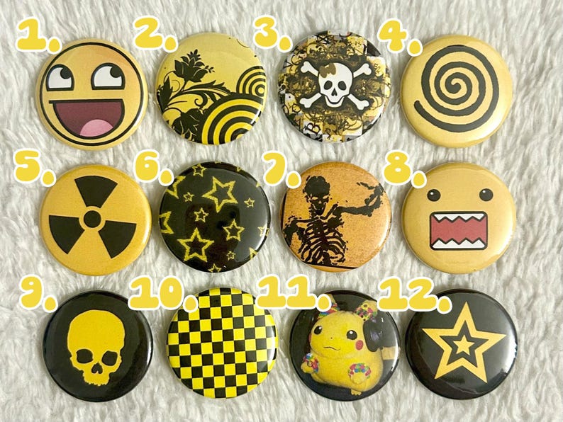 Yellow Emo Scene Mall Goth Y2K 1.5" Pinback Buttons - Etsy