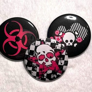 Pink Emo Scene Mall Goth Y2K 1.5" Pinback Buttons - Etsy