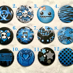 Blue Emo Scene Mall Goth Y2K 1.5" Pinback Buttons - Etsy