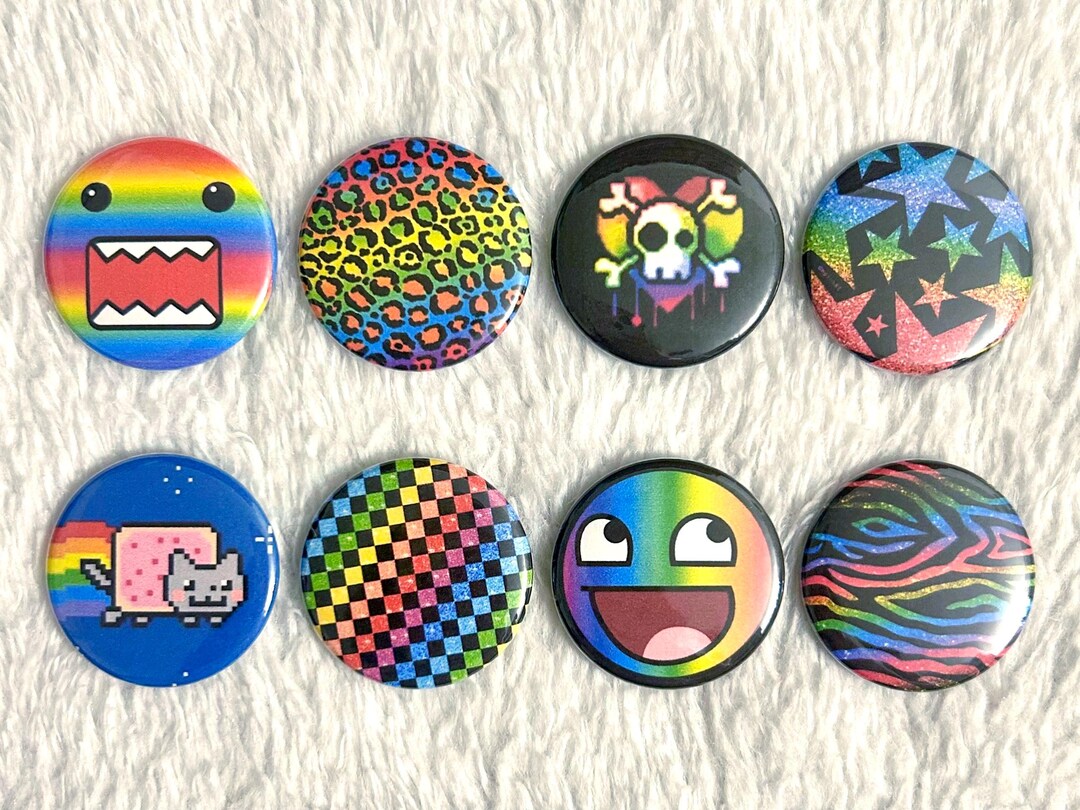 Rainbow Emo Scene Mall Goth Y2K 1.5" Pinback Buttons - Etsy