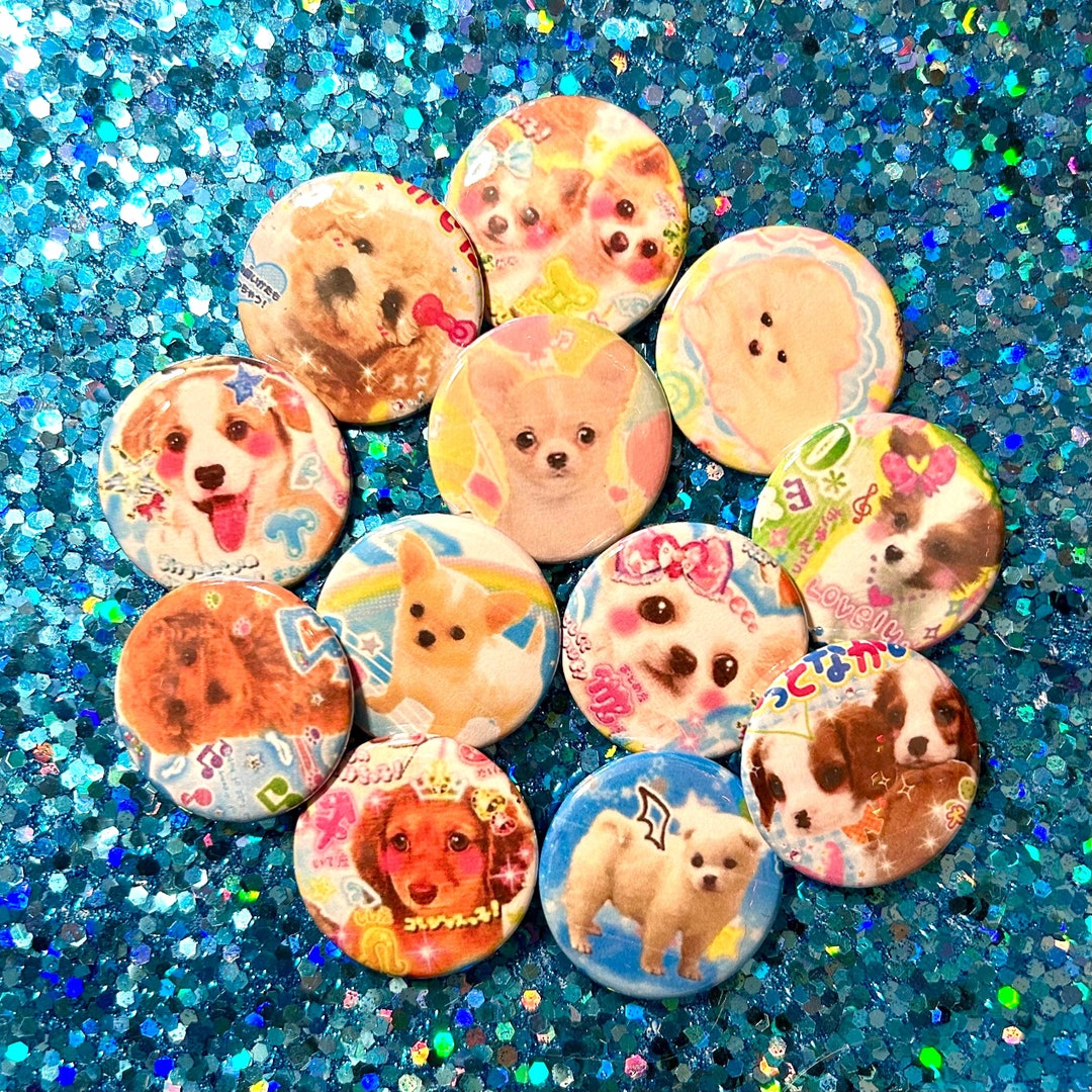 Magical Glitter Puppy 1.5" Pinback Buttons Kawaii - Etsy