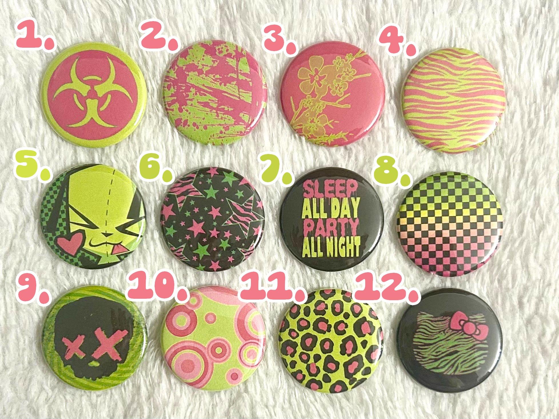 Pink & Green Emo Scene Mall Goth Y2K 1.5" Pinback Buttons - Etsy