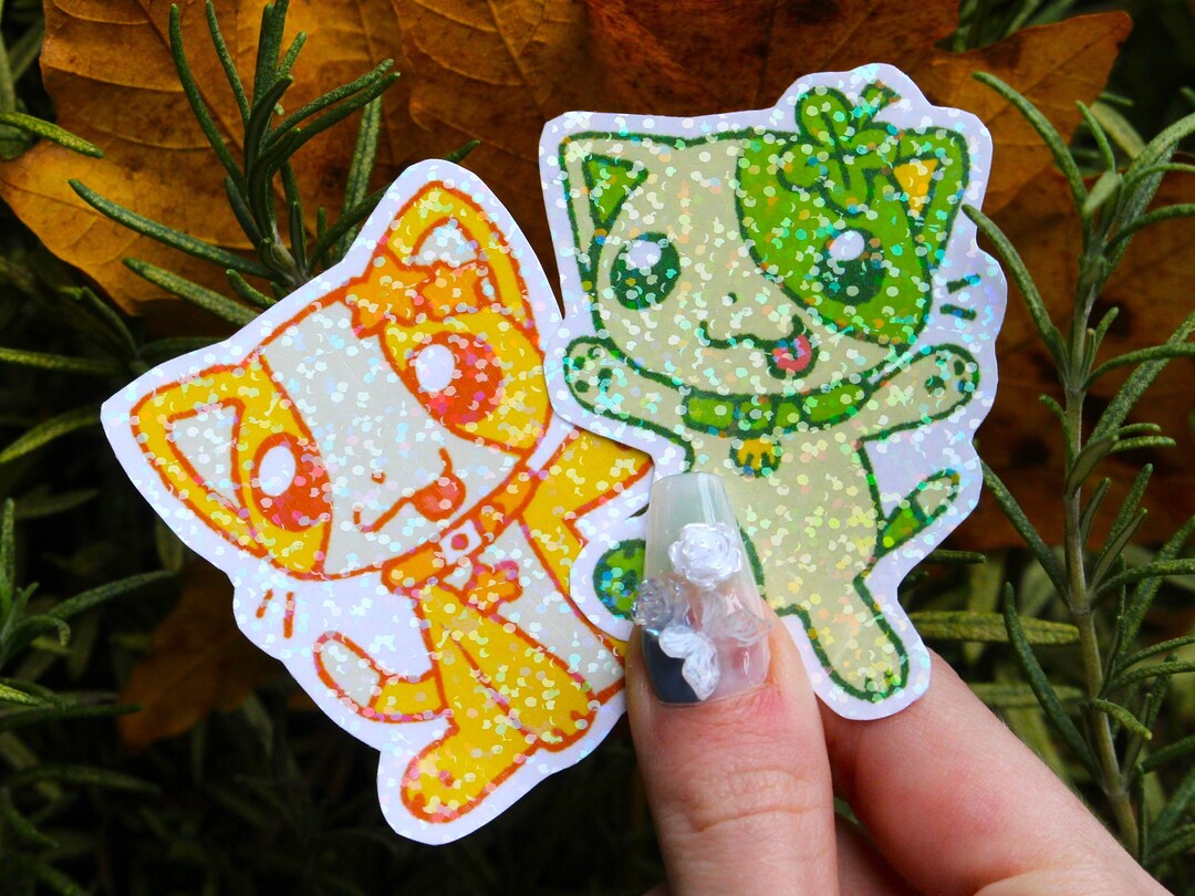 Silly Kitties Clover & Star Holographic Glittery Stickers - Etsy