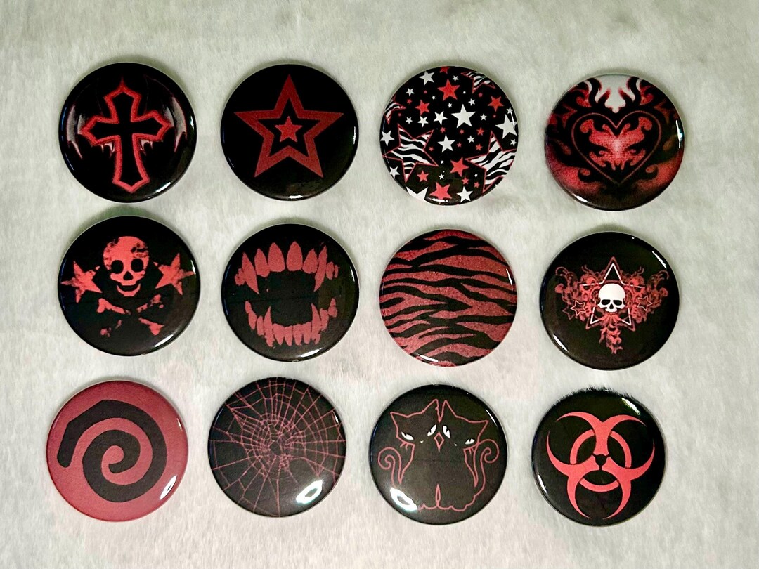 Red Emo Scene Mall Goth Vampire Y2K 1.5" Pinback Buttons - Etsy