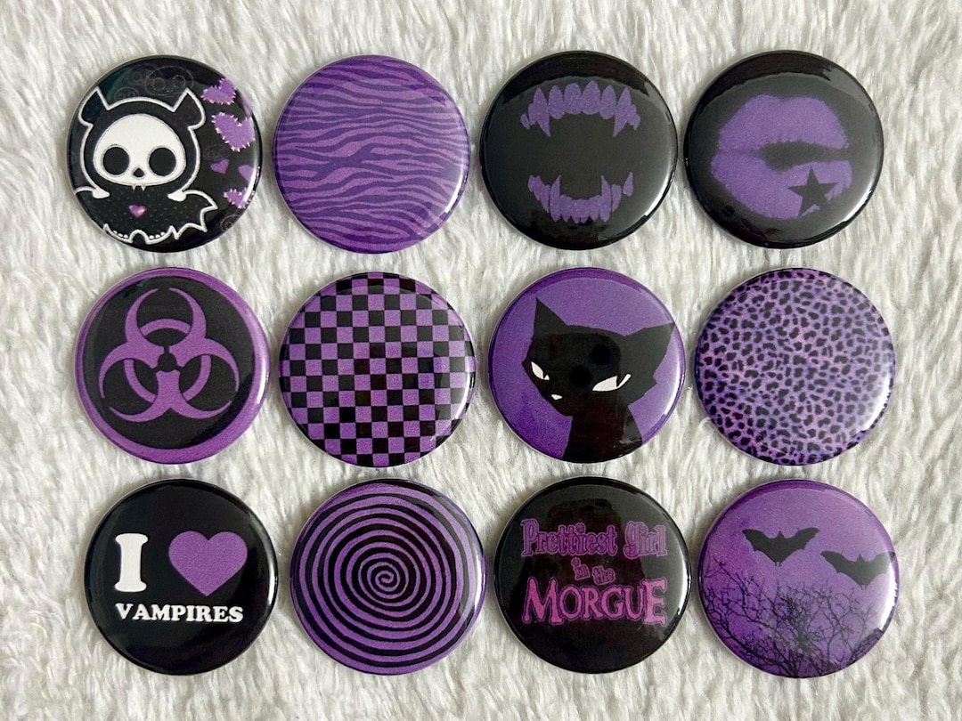Purple Emo Scene Mall Goth Y2K 1.5" Pinback Buttons - Etsy