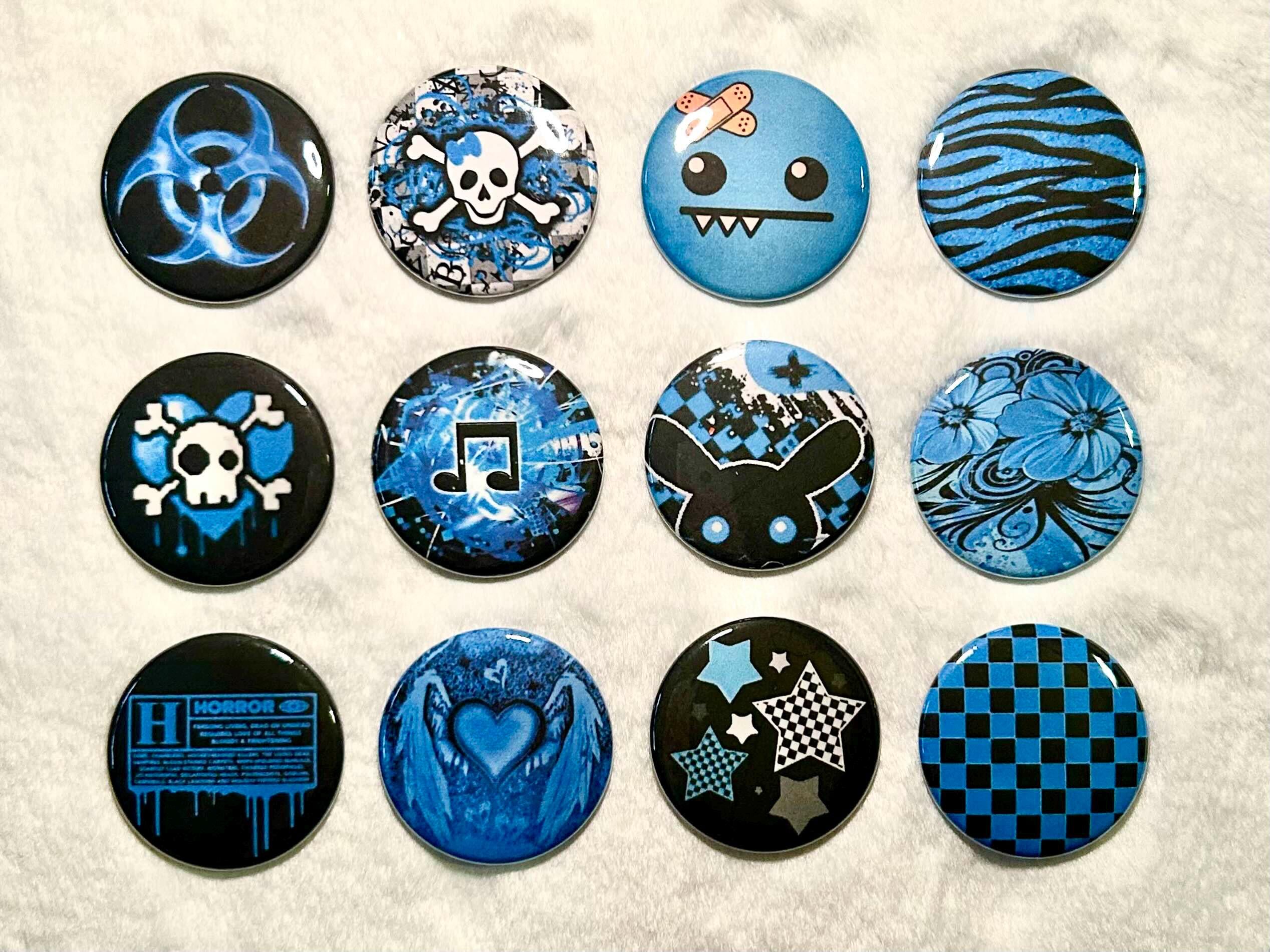 Blue Emo Scene Mall Goth Y2K 1.5" Pinback Buttons - Etsy