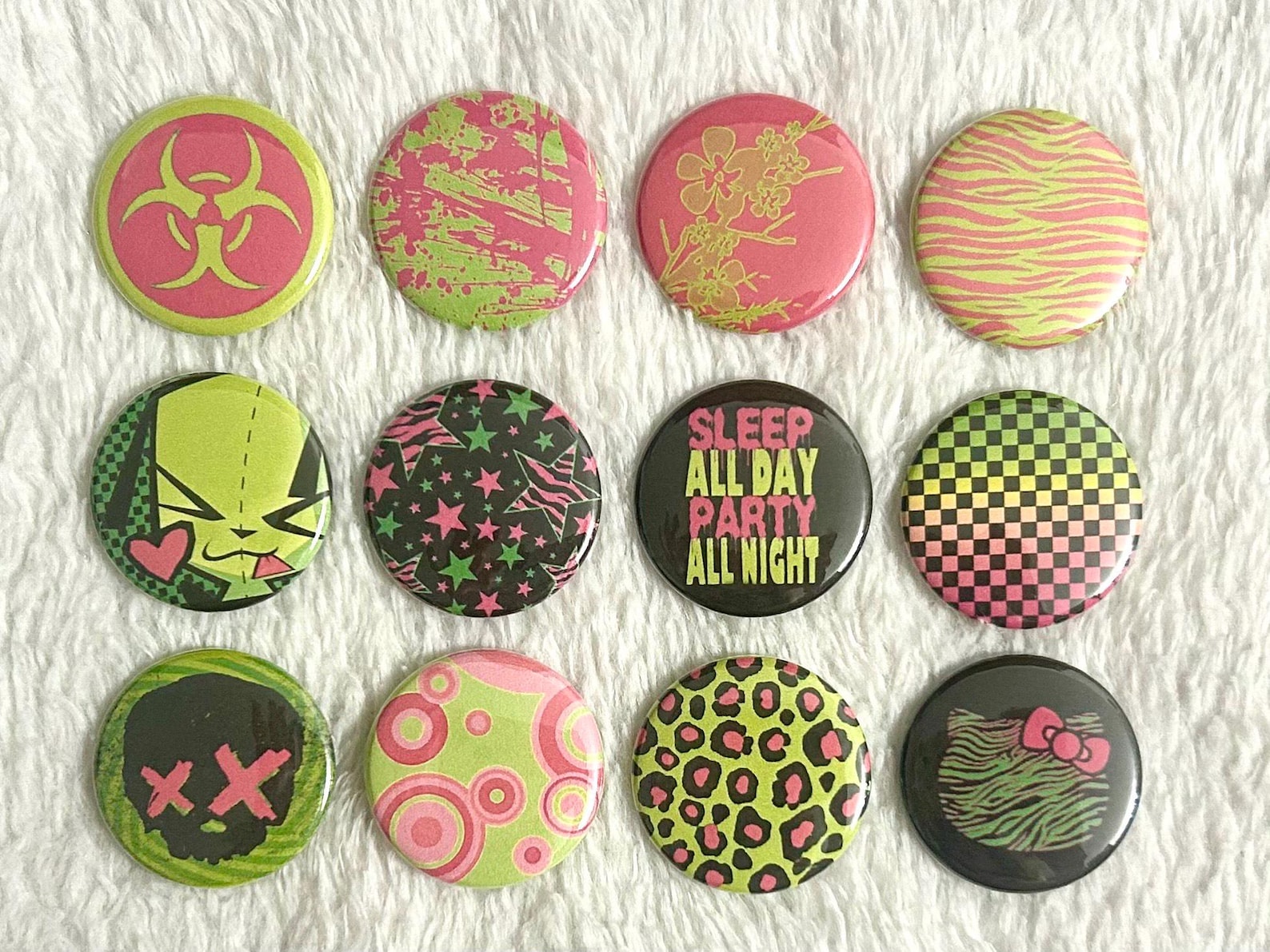Pink & Green Emo Scene Mall Goth Y2K 1.5" Pinback Buttons - Etsy