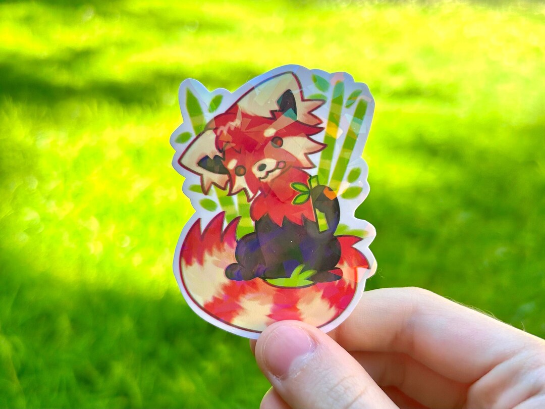 Glittery Holographic Red Panda Sticker - Etsy