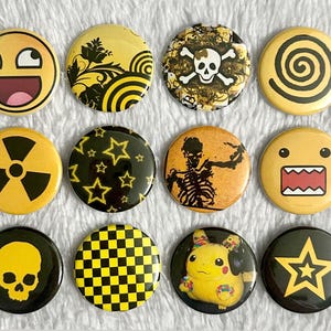 Yellow Emo Scene Mall Goth Y2K 1.5" Pinback Buttons - Etsy