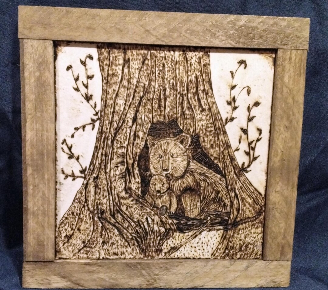 Wood Burning Wall Hanging of Bear in a Tree, Hand Crafted - Etsy