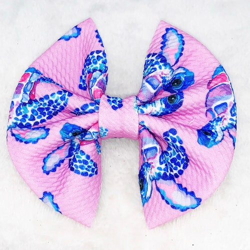 Sea Turtle Hair Bow Nautical Hair Bow Summer Bow Pink and - Etsy