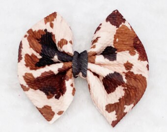 Cow Print Hair Bow | Etsy