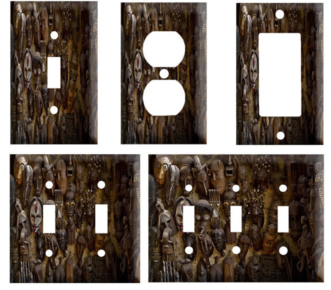 African Mask Design, Decorative Plastic Light Switch Cover Plate ...
