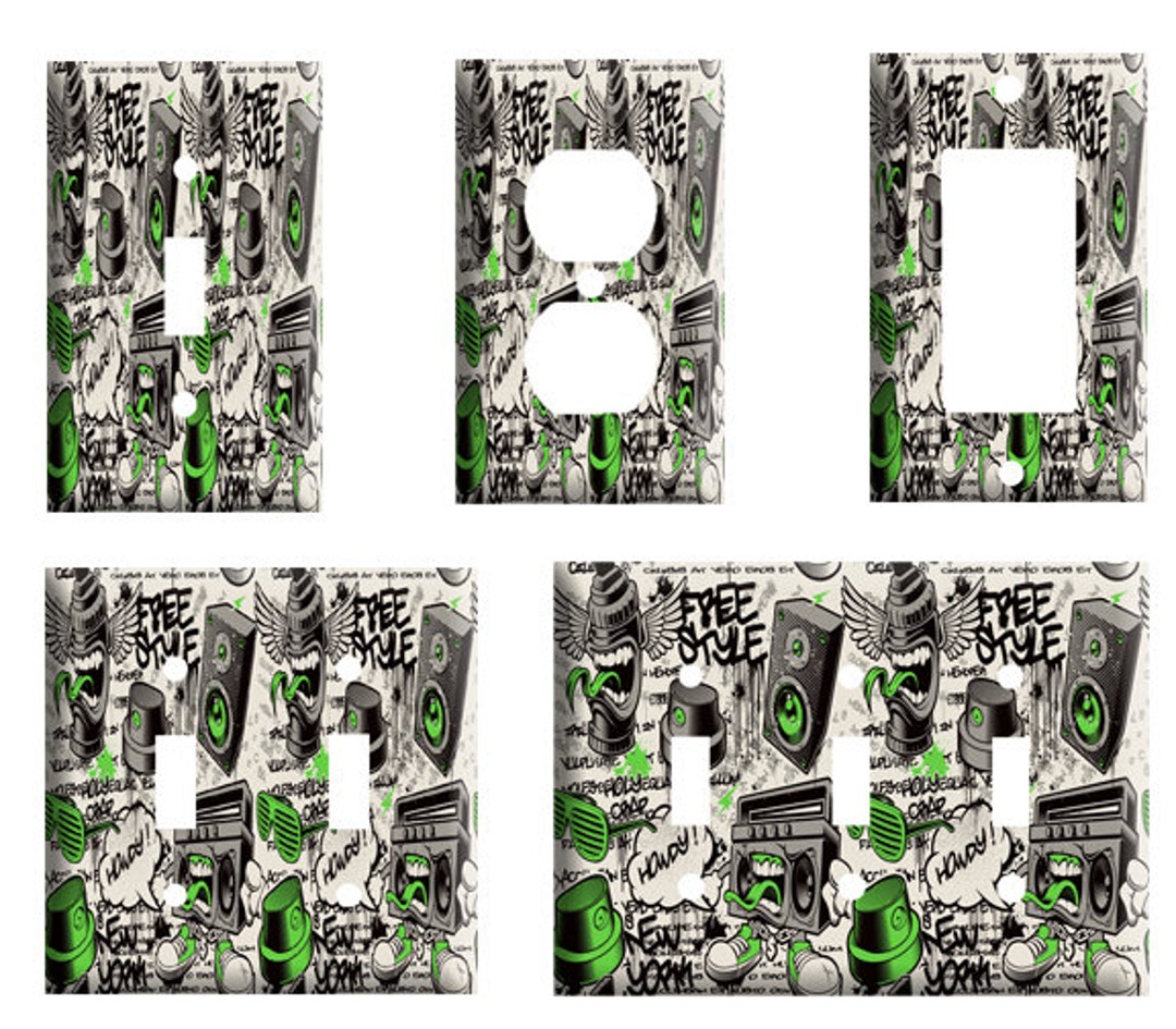 Graffiti art design, Decorative Plastic Light Switch Cover Plate ...