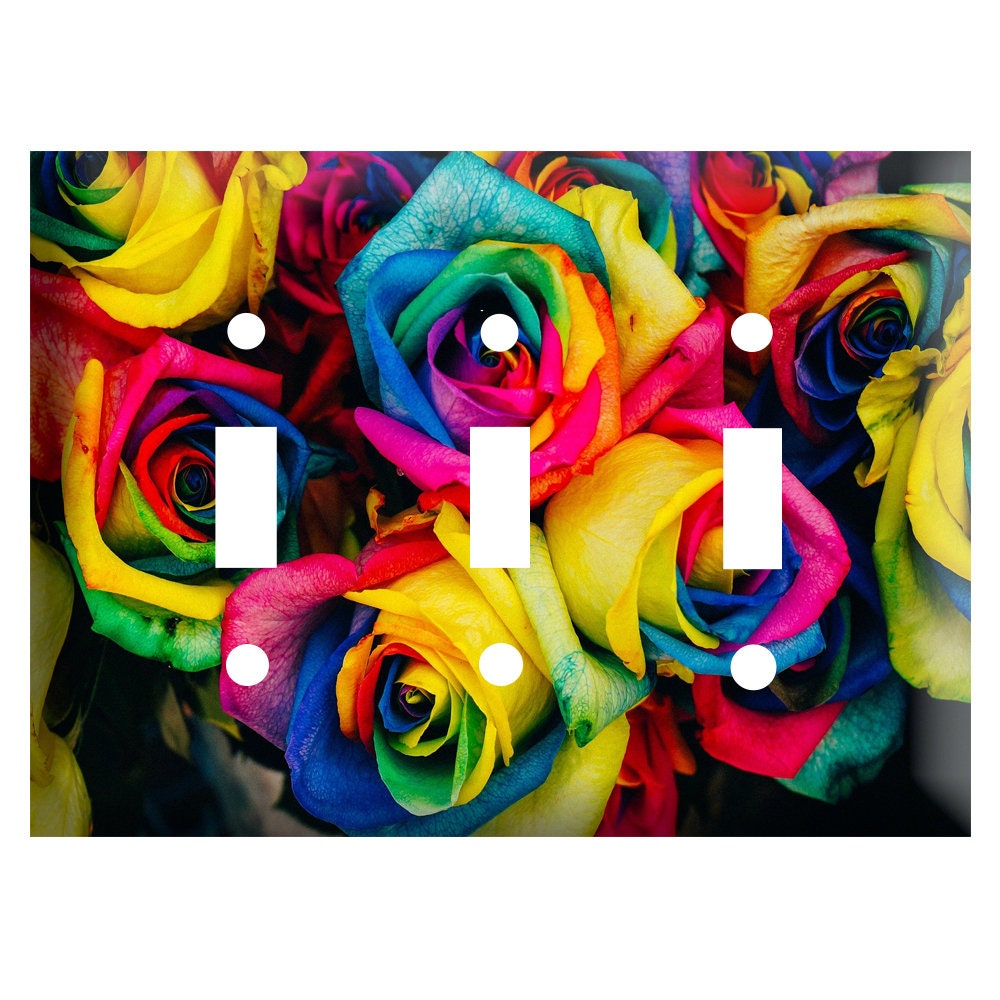 Rainbow Roses Pattern, Decorative Plastic Light Switch Cover Plate ...