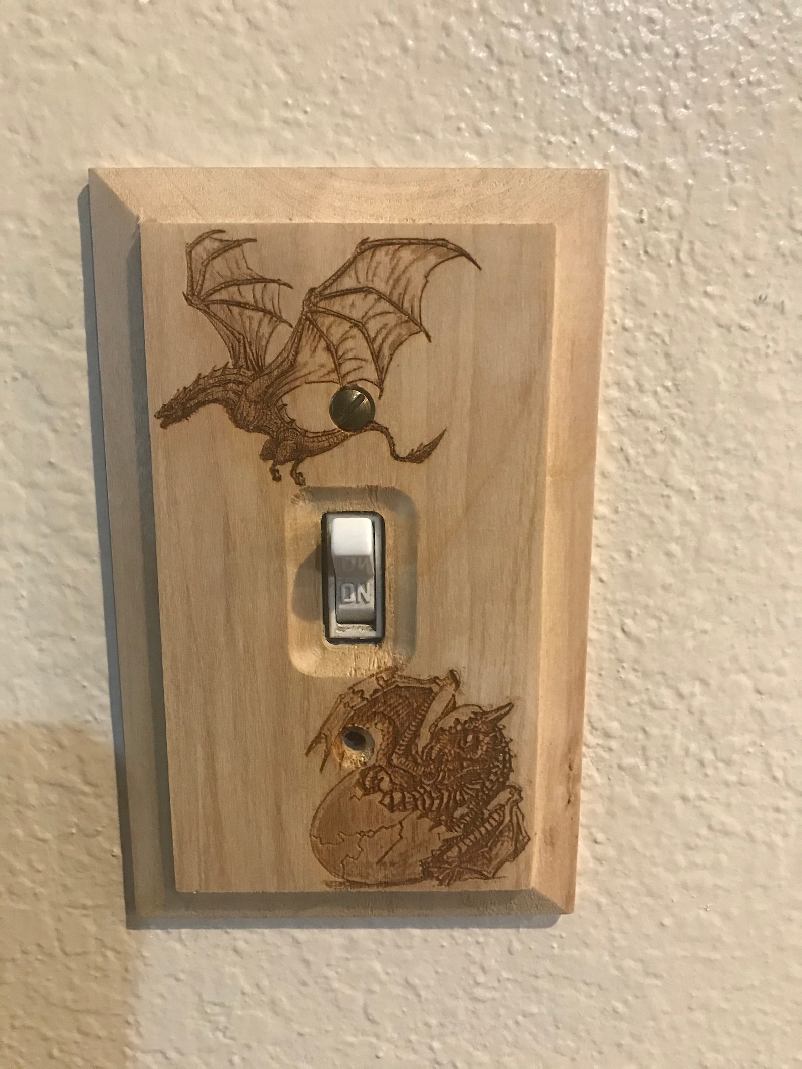 Handmade Engraved Single Light Switch Cover Plate Dragon and | Etsy