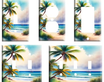 Palm Tree Sunset Silhouette Design, Decorative Light Switch Cover Plate ...