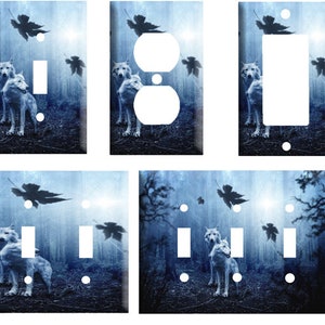 Wolves in Forest With Falling Leaves, Decorative Light Switch Cover ...