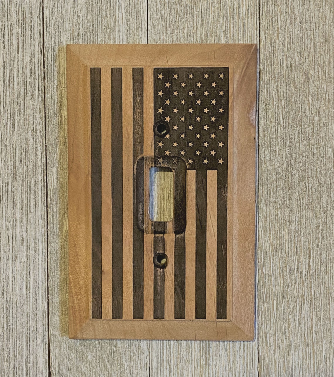 American Flag Patriotic Laser Engraved Wood Light Switch | Etsy