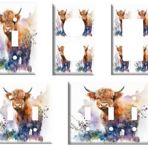 Highland Cow Watercolor Design | Decorative Light Switch Cover Plate ...