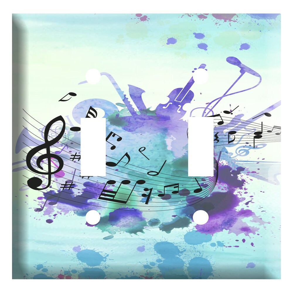 Pastel Purple & Blue, Music Notes, Decorative Light Switch Cover Plate ...