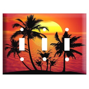 Palm Tree Sunset Silhouette Design, Decorative Light Switch Cover Plate ...
