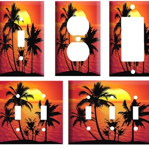 Palm Tree Sunset Silhouette Design, Decorative Light Switch Cover Plate ...