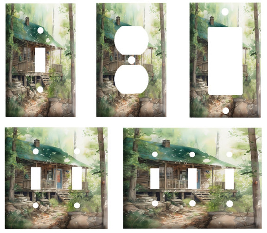 Secluded Forest Cabin, Decorative Light Switch Cover Plate, Single ...