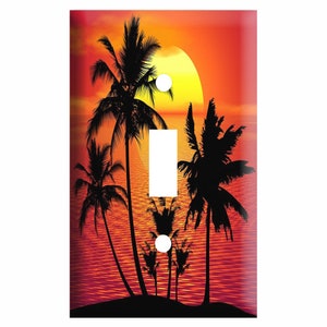 Palm Tree Sunset Silhouette Design, Decorative Light Switch Cover Plate ...
