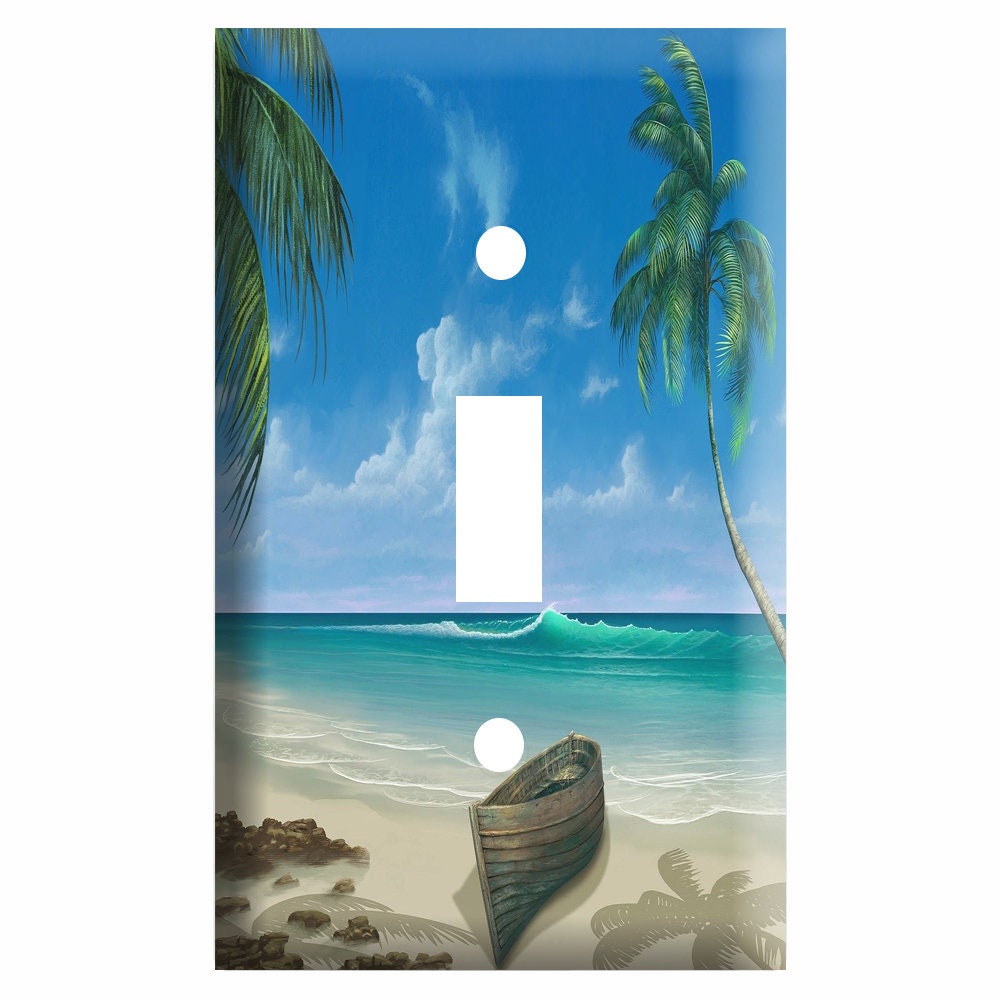 Tropical Beach Canoe & Palm Trees Decorative Light Switch - Etsy