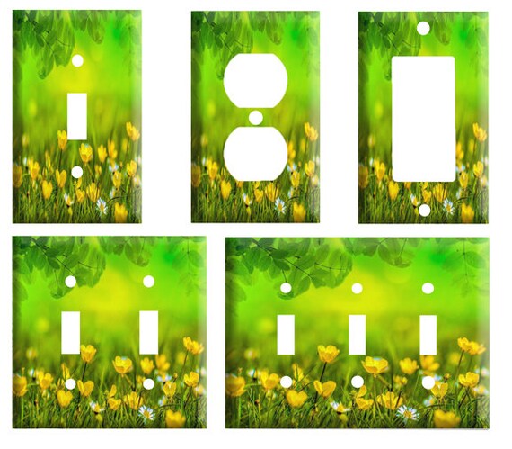 Green field of yellow spring flowers Decorative Light Switch | Etsy