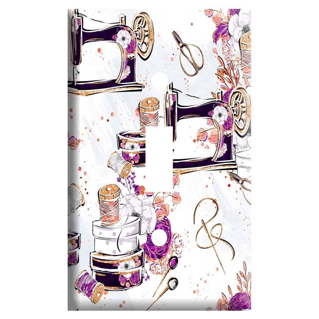 Antique Sewing Machine Collage ~ Decorative Plastic Light Switch Cover ...