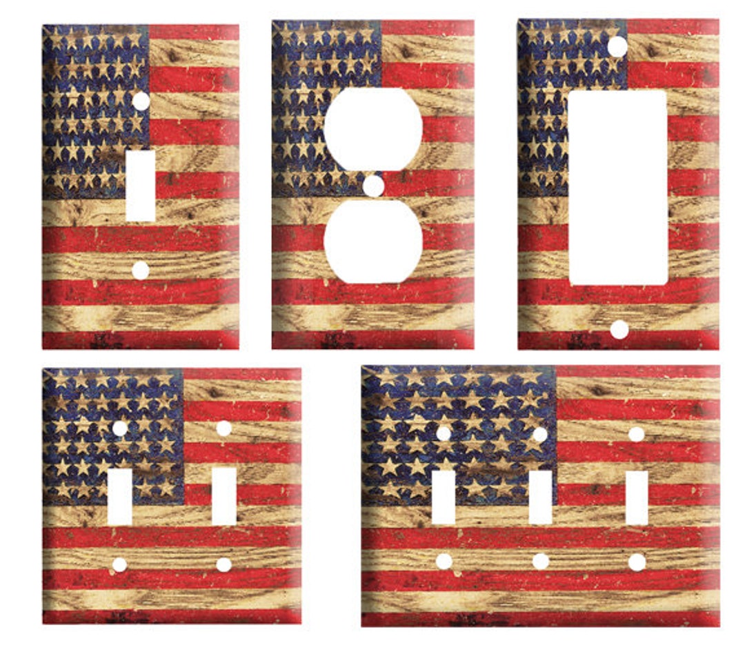 Rustic American Flag, Decorative Light Switch Cover Plate, Single ...