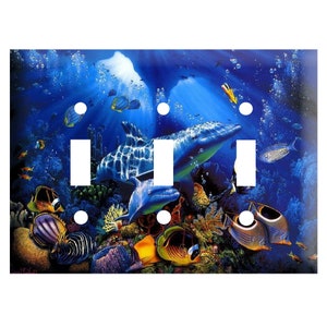 Dolphin Fish Coral 2, Decorative Light Switch Cover Plate, Single ...
