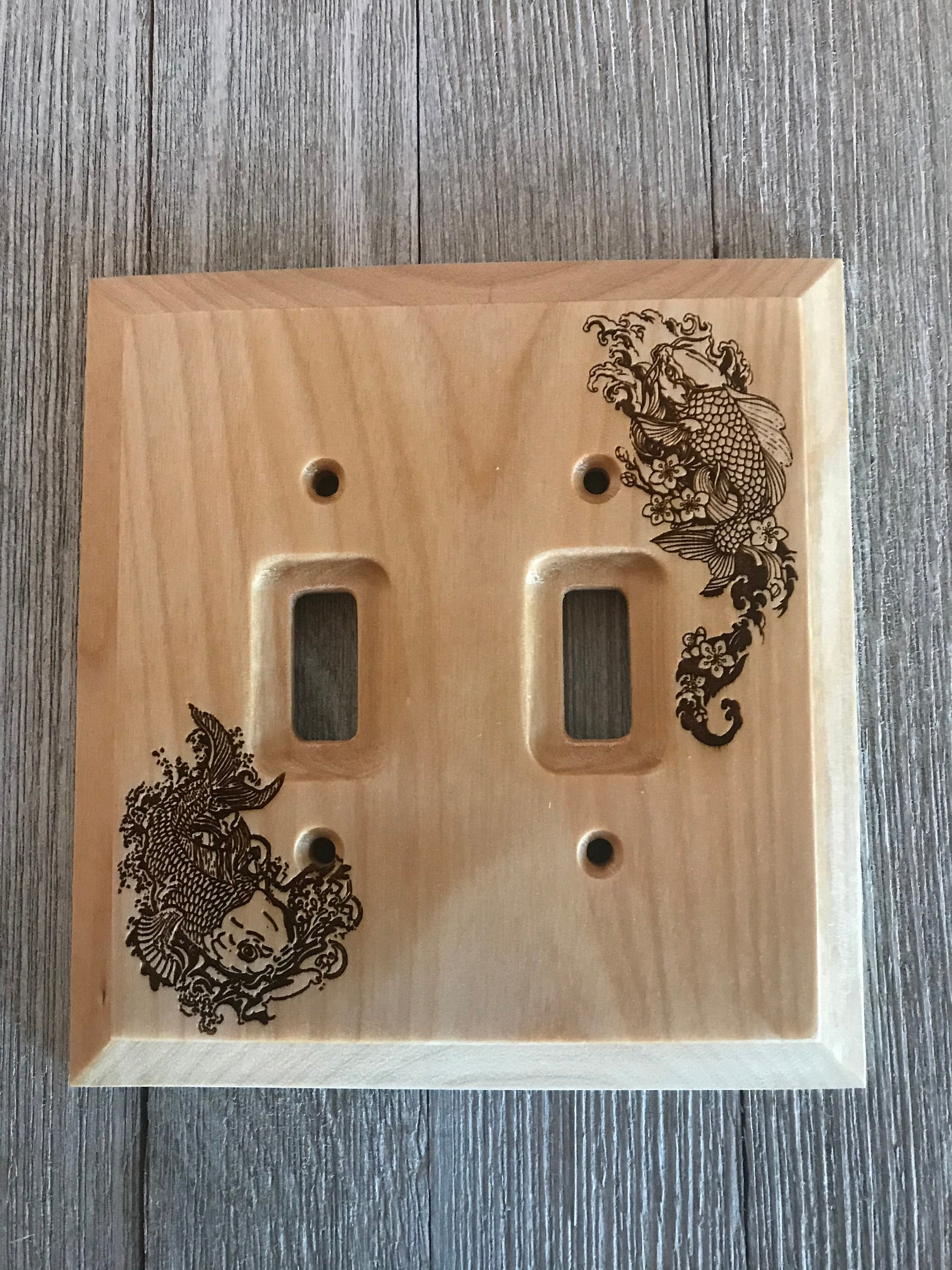 Koi Fish Laser Engraved Wood Light Switch Cover Plate - Etsy
