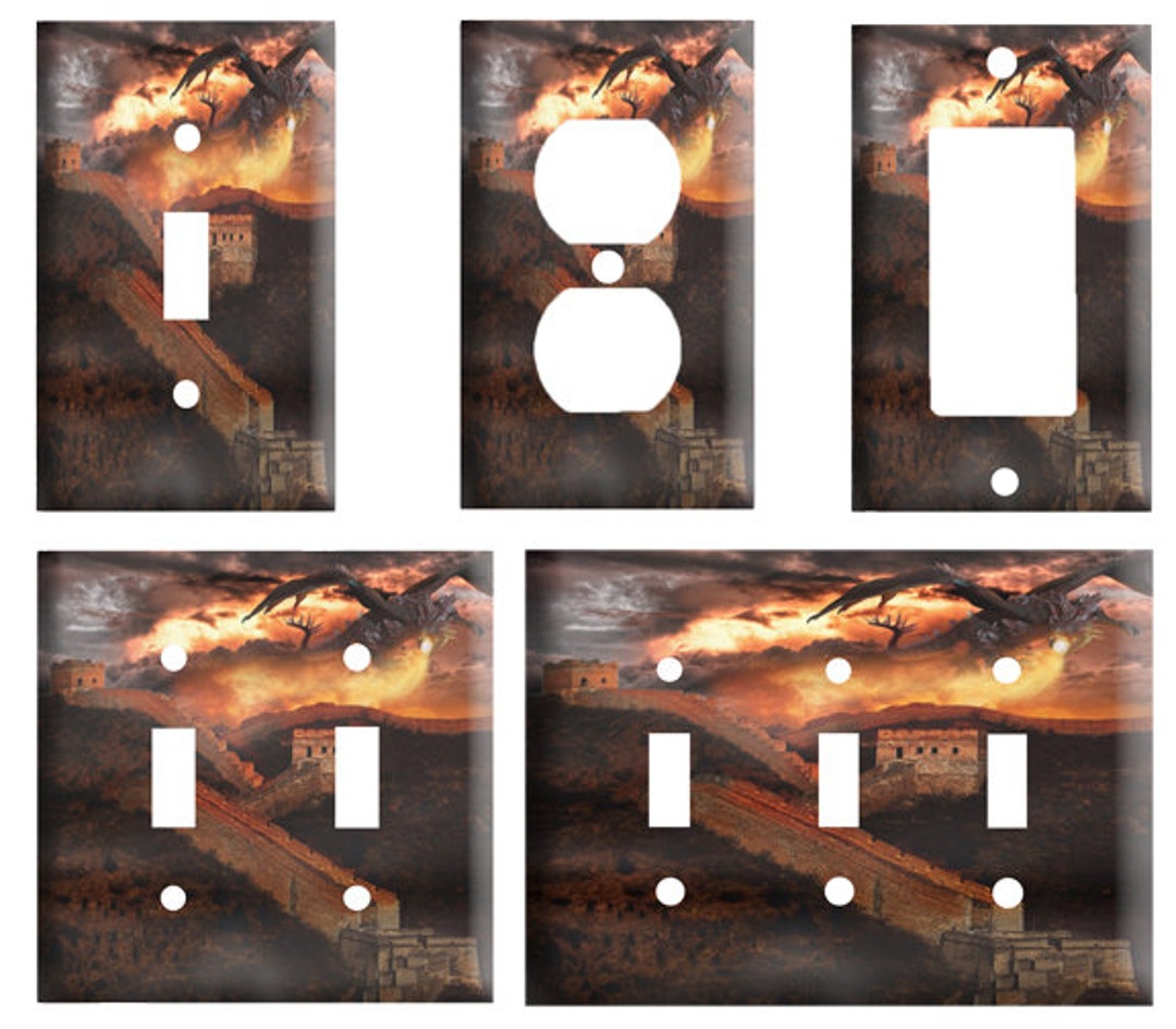 Fantasy Dragon Great Wall, Decorative Light Switch Cover Plate, Single ...