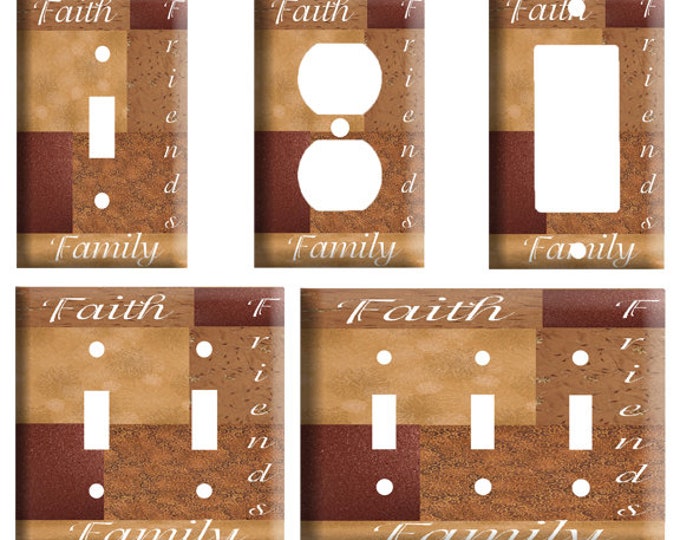 Faith Family Friends Brown Tones Light Switch Cover Plate or Outlet ...