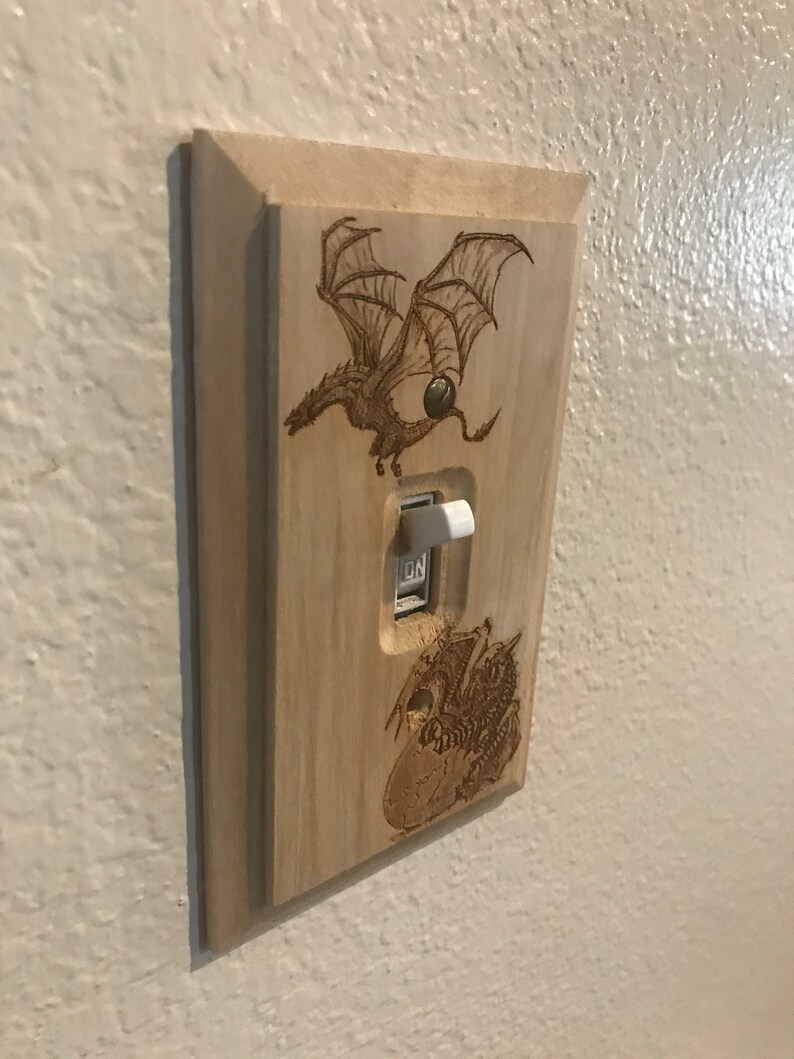 Handmade Engraved Single Light Switch Cover Plate Dragon and | Etsy