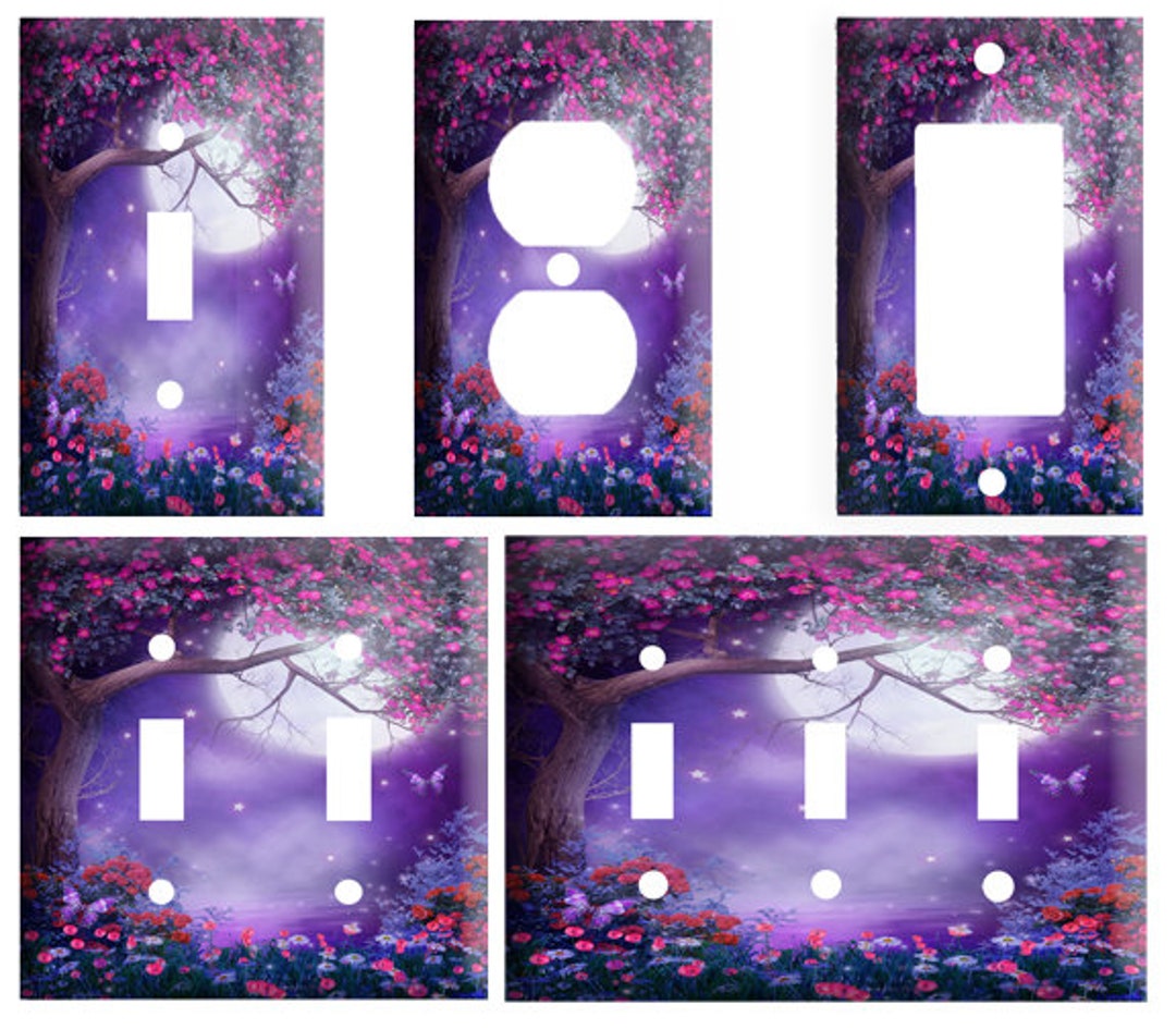 Purple Night Moon Fantasy, Decorative Light Switch Cover Plate, Single ...