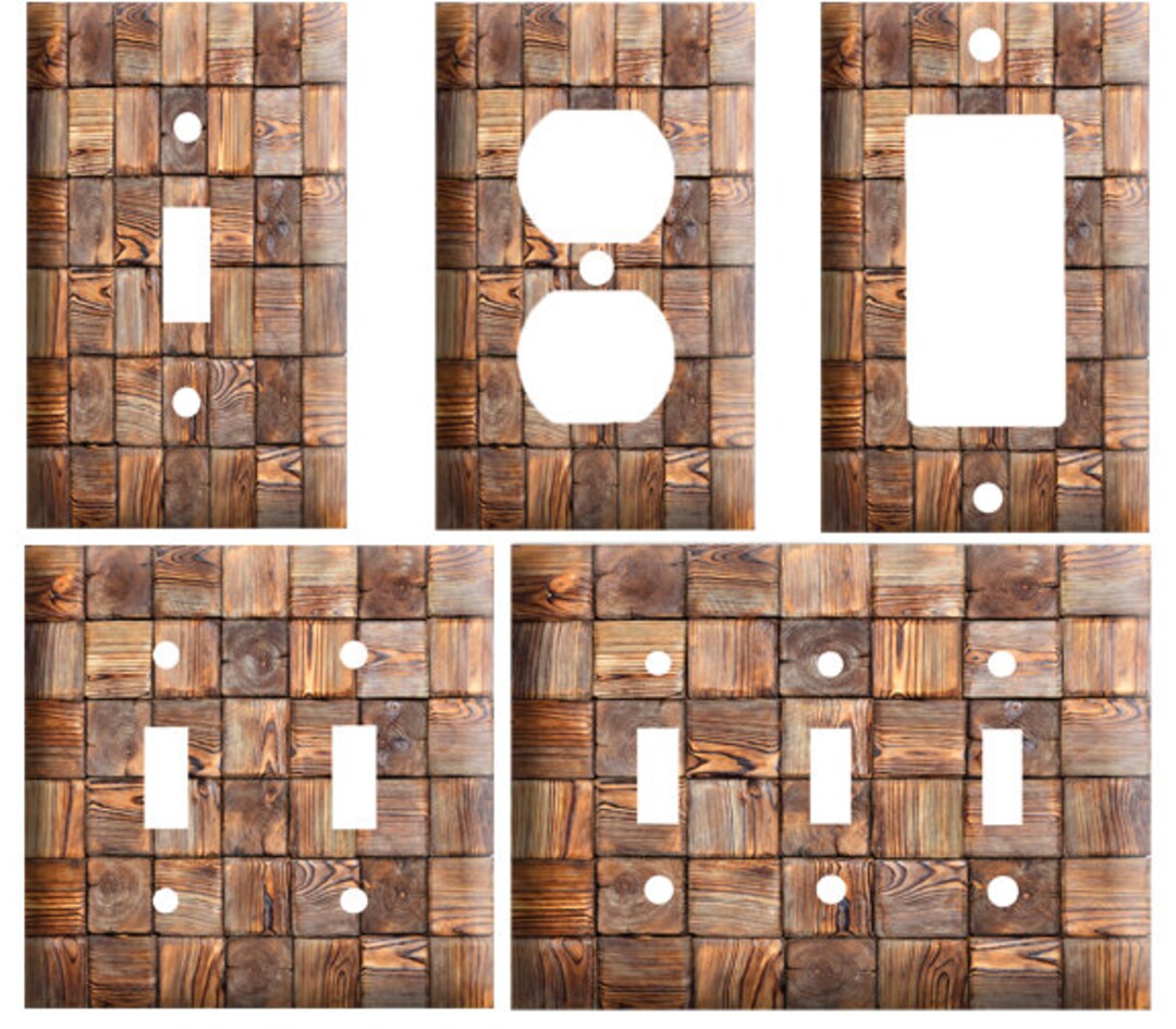 Wooden Block Design(not Actual Wood), Decorative Light Switch Cover ...