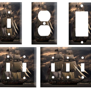 American Sailing Ship, Decorative Light Switch Cover Plate, Single ...