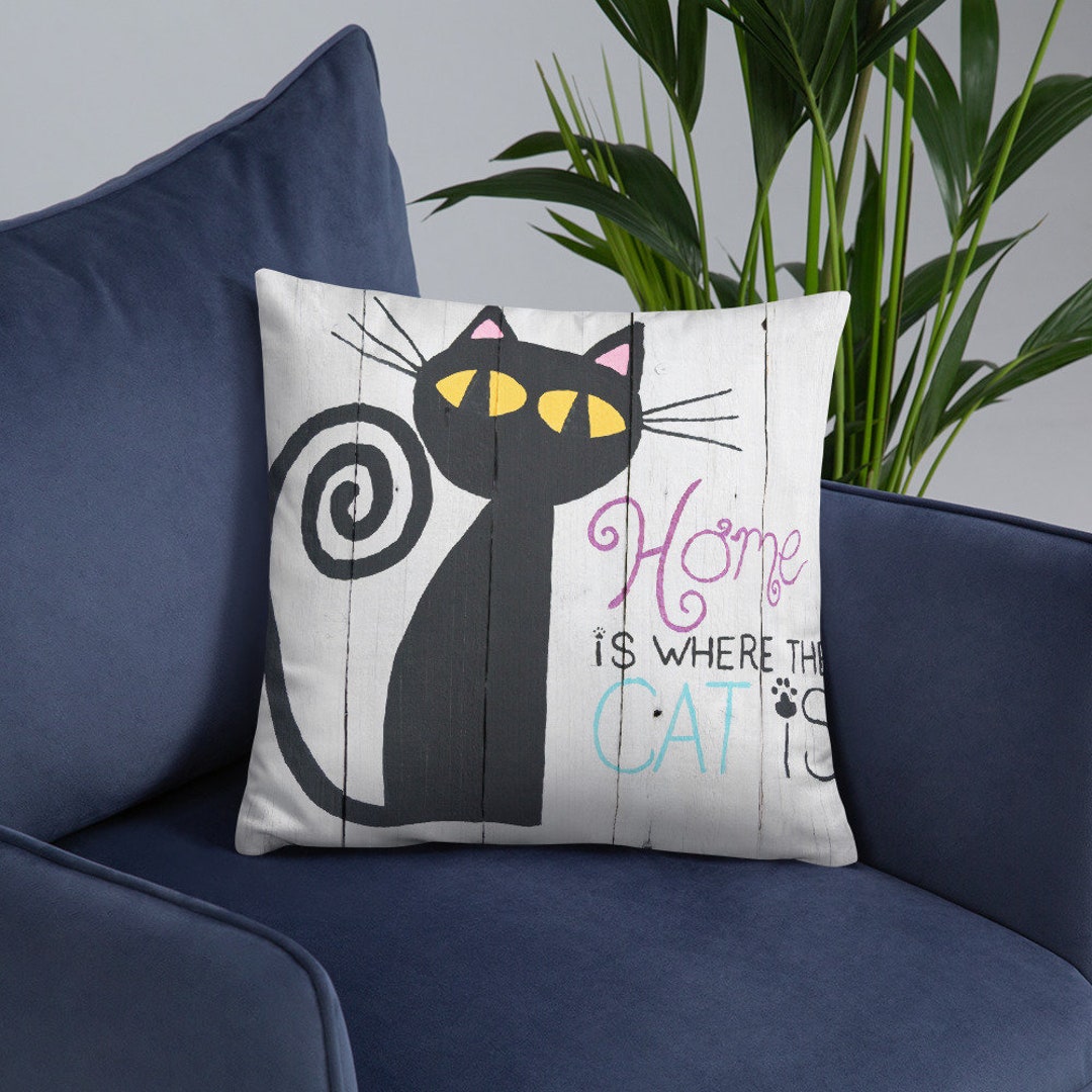 Funky Kitty Home is Where the Cat Is Almohada de acento / Obras de arte ...
