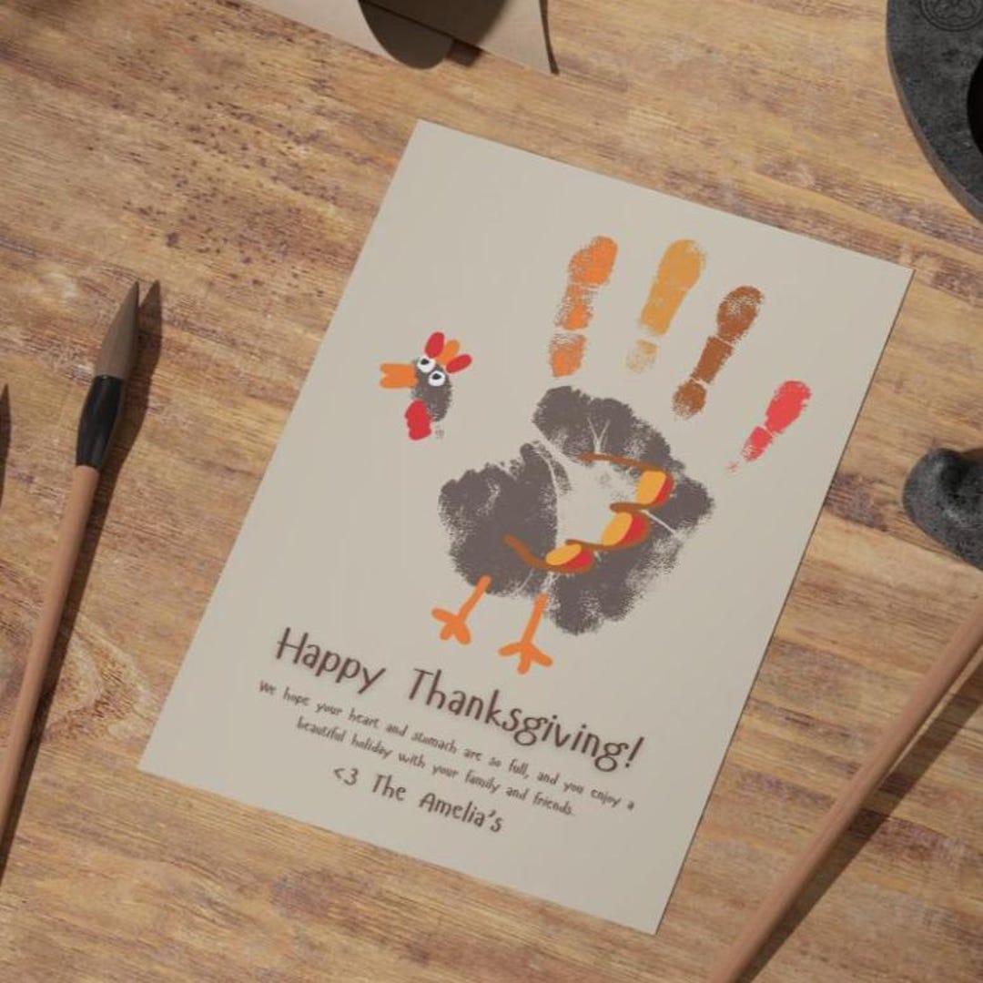 Happy Thanksgiving Hand Turkey Editable Digital Download Card - Etsy