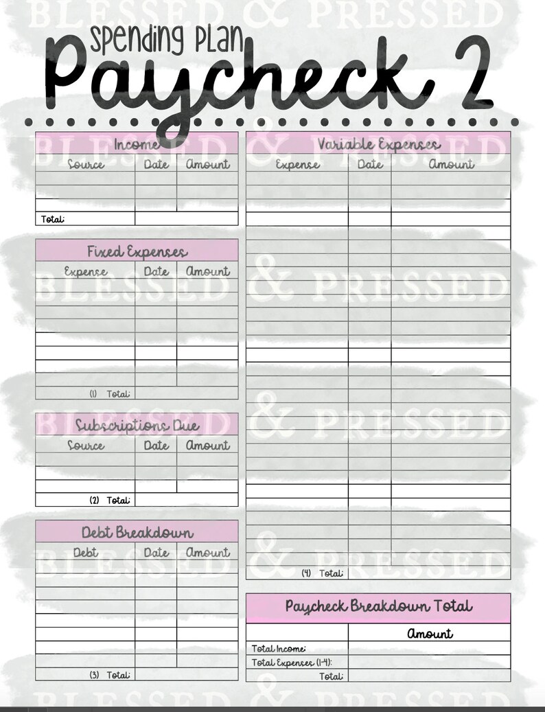 Monthly Income Planner - Etsy