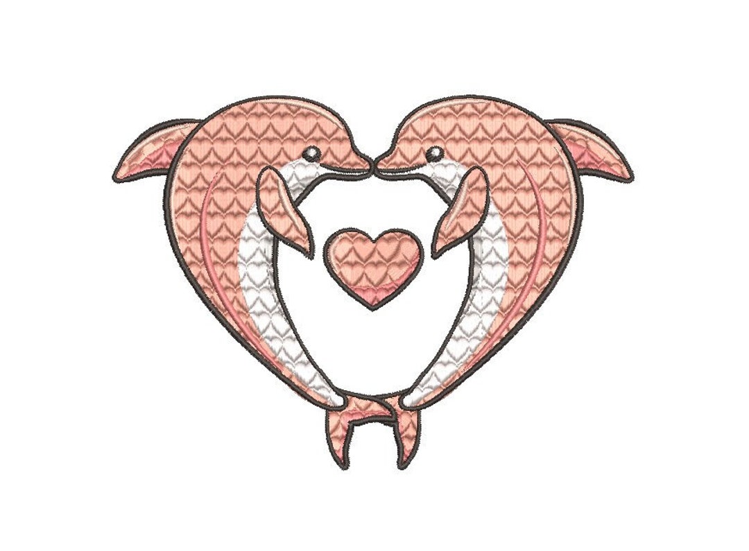 DOLPHINS HEART Embroidery Design (small/medium/large Sizes) Machine ...
