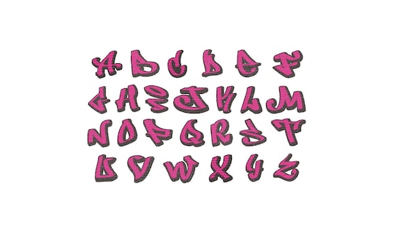 GRAFFITI LETTERING 1 Embroidery Font Set 2in 3in 4in - Etsy