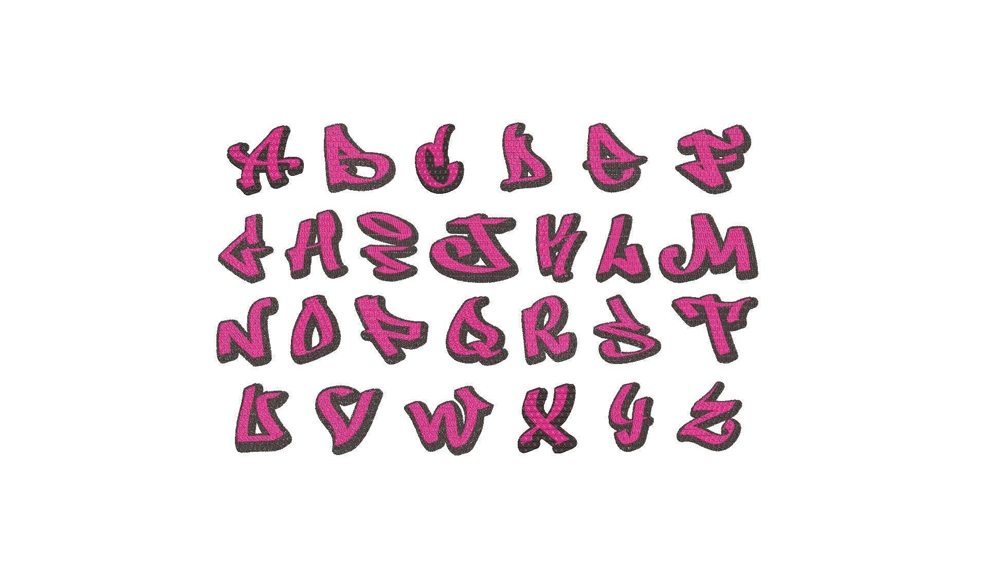 GRAFFITI LETTERING 1 Embroidery Font Set 2in 3in 4in - Etsy