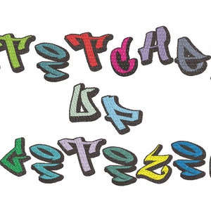 GRAFFITI LETTERING 1 Embroidery Font Set (2in - 3in - 4in - 5in Sizes ...