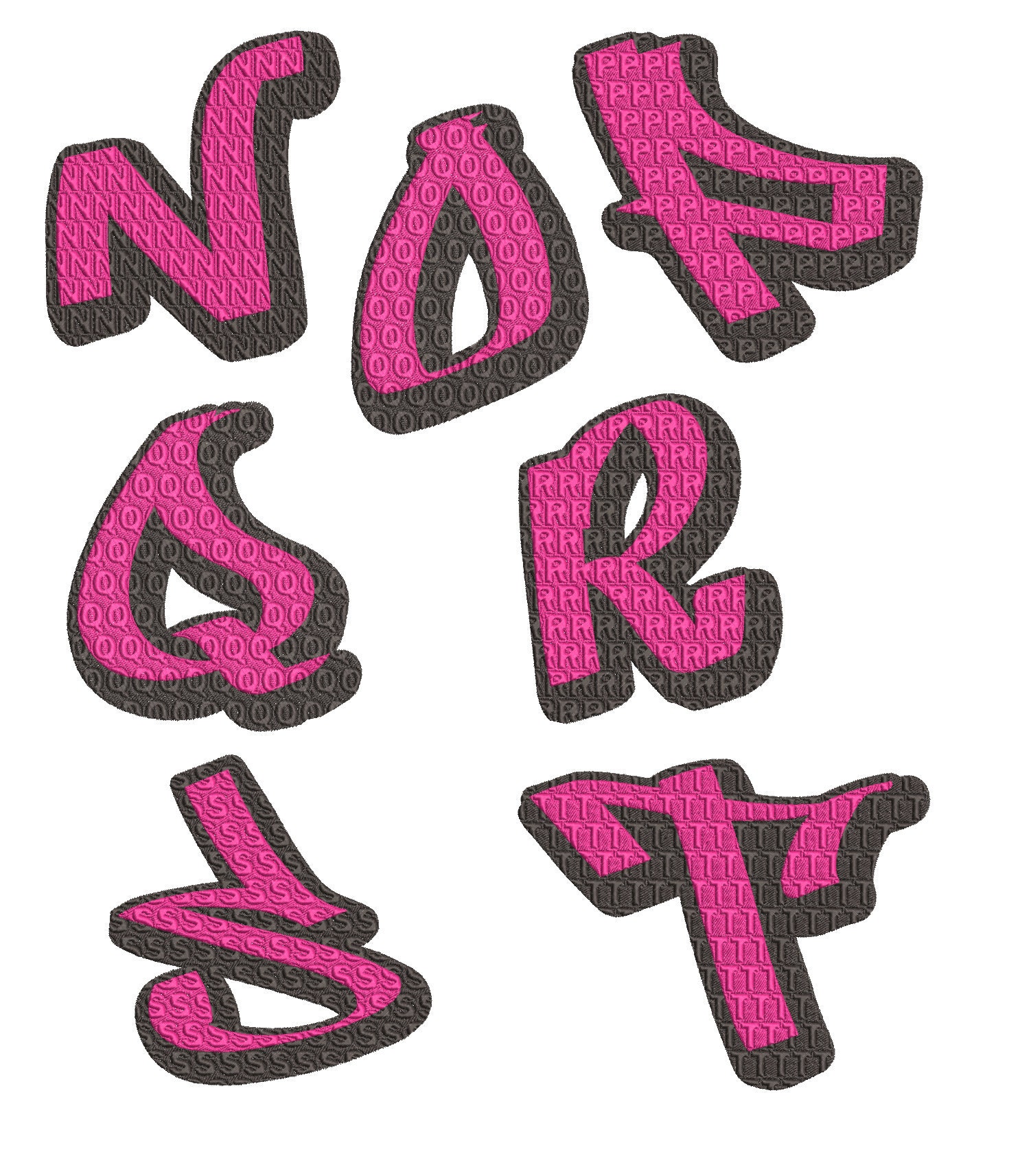 GRAFFITI LETTERING 1 Embroidery Font Set 2in 3in 4in - Etsy